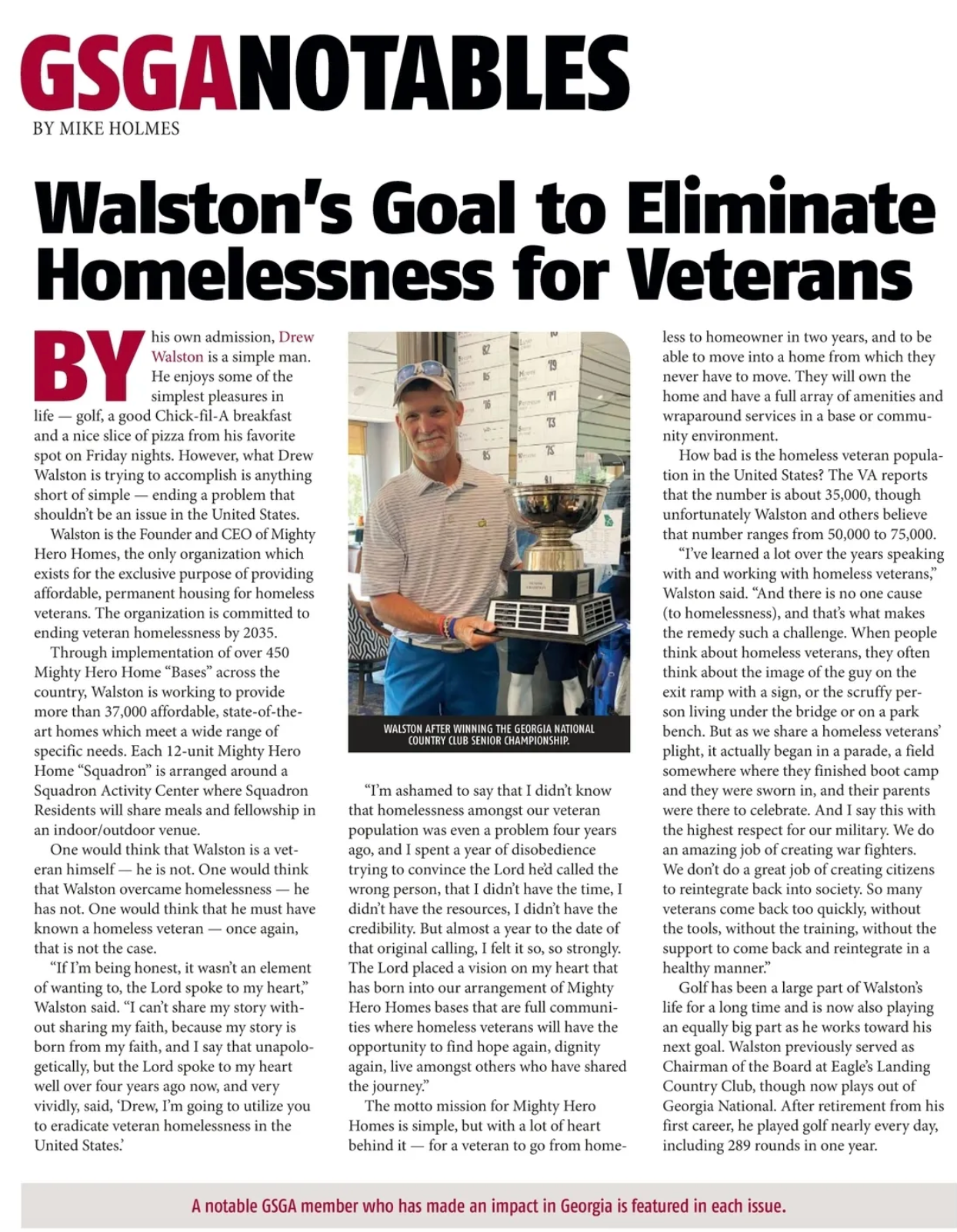 CEO, Drew Walston, Recognized in GSGA Magazine – Mighty Hero Homes